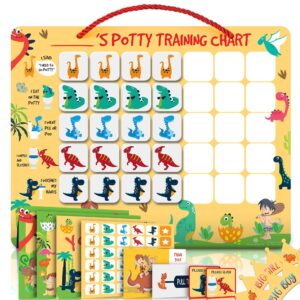 ATHENA FUTURES Potty Training Count Down Timer Watch - Dinosaur Yellow and Potty Training Chart for Toddlers Magnetic Reuseable - Dinosaur Design