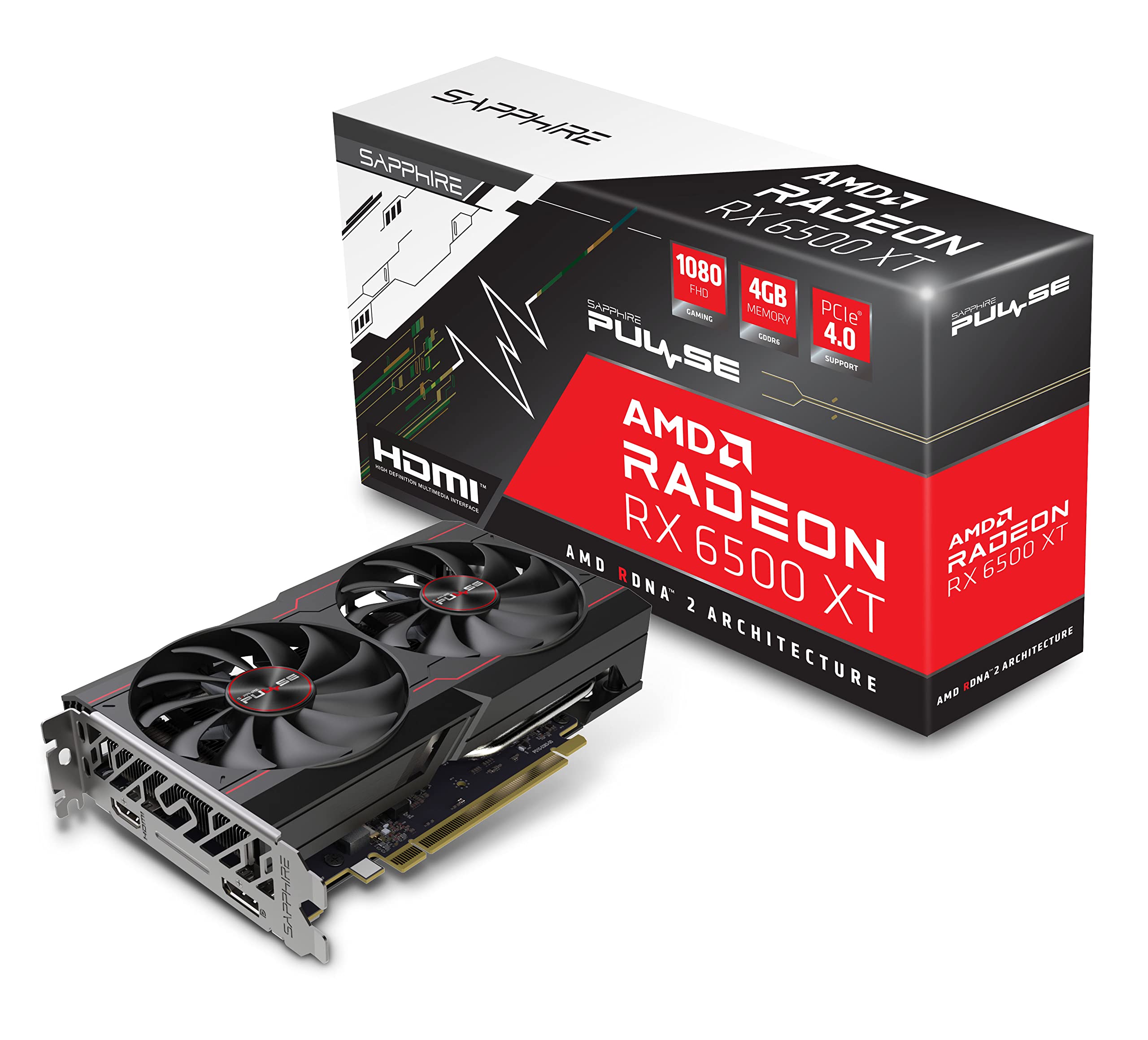 Sapphire 11314-01-20G Pulse AMD Radeon RX 6500 XT Gaming OC Graphics Card with 4GB GDDR6, AMD RDNA 2