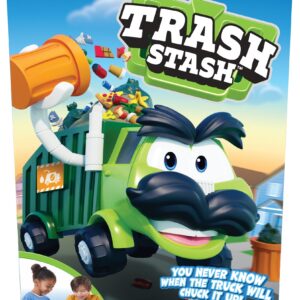 Goliath Trash Stash Game - Fill Trashcan, Watch It Dump Into Garbage Truck Or Truck Chucks It Up - No Reading Required, Ages 4 and Up, 2-4 Players , Green