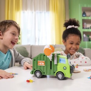 Goliath Trash Stash Game - Fill Trashcan, Watch It Dump Into Garbage Truck Or Truck Chucks It Up - No Reading Required, Ages 4 and Up, 2-4 Players , Green