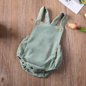 COORALLY Newborn Infant Baby Boy Girl Corduroy Romper Sleeveless Jumpsuit Backless Overalls Outfit (12-18 Months, C-Green)