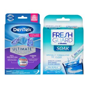 dentek ultimate guard for nighttime teeth grinding with fresh guard soak clear braces