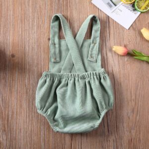 COORALLY Newborn Infant Baby Boy Girl Corduroy Romper Sleeveless Jumpsuit Backless Overalls Outfit (12-18 Months, C-Green)