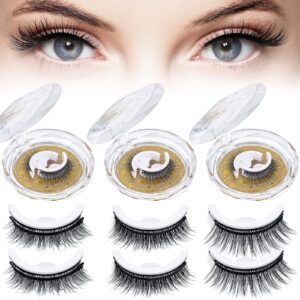 6 pairs reusable self adhesive eyelashes no glue or eyeliner needed waterproof natural look false lashes extension stable stick on eyelashes false eyelashes gift for women girls, 3 style