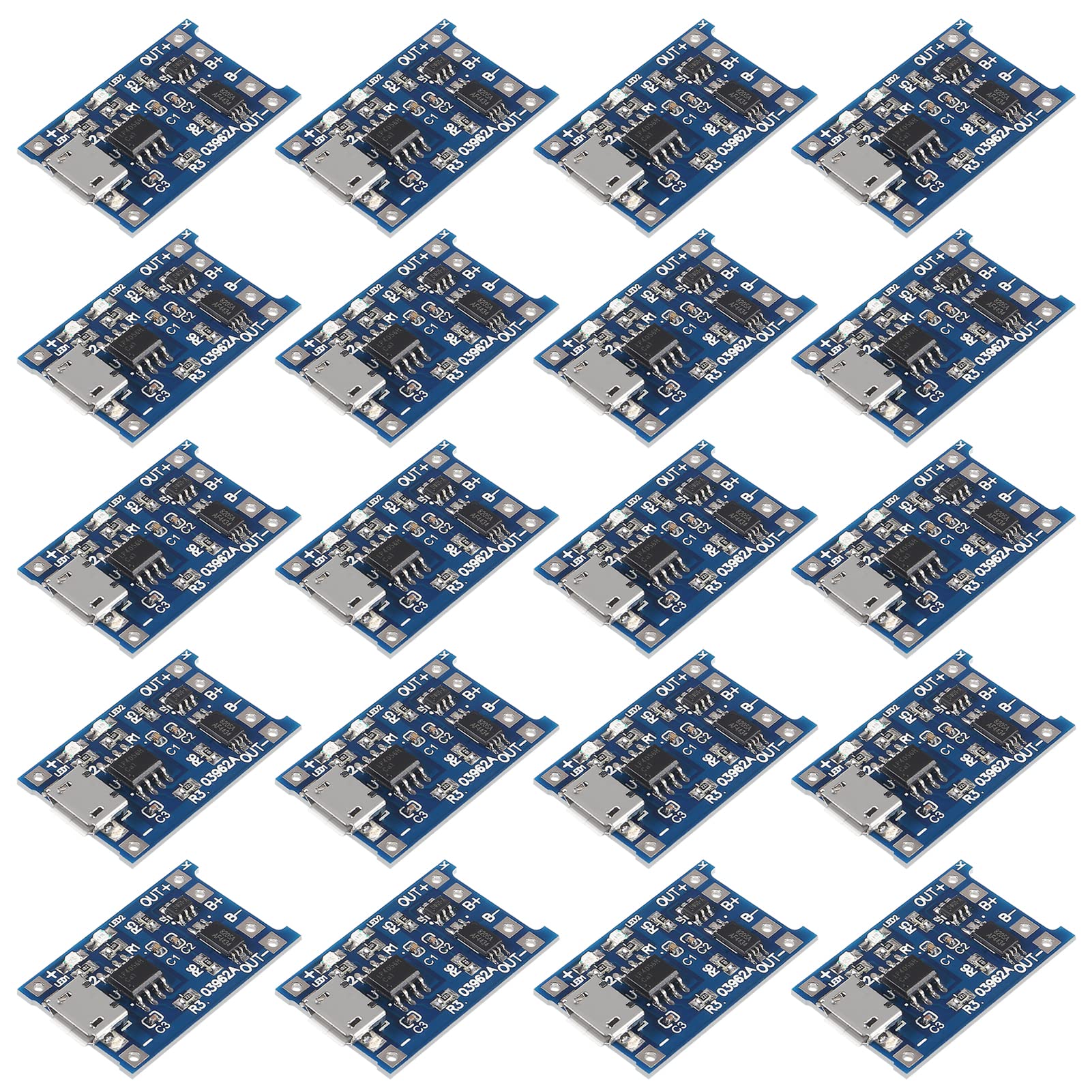 20pcs 18650 Lithium Battery Charging Board TP4056 Micro USB Charging Board 5V 1A with Battery Protection Dual Functions TP4056 Lithium Battery Charge Module