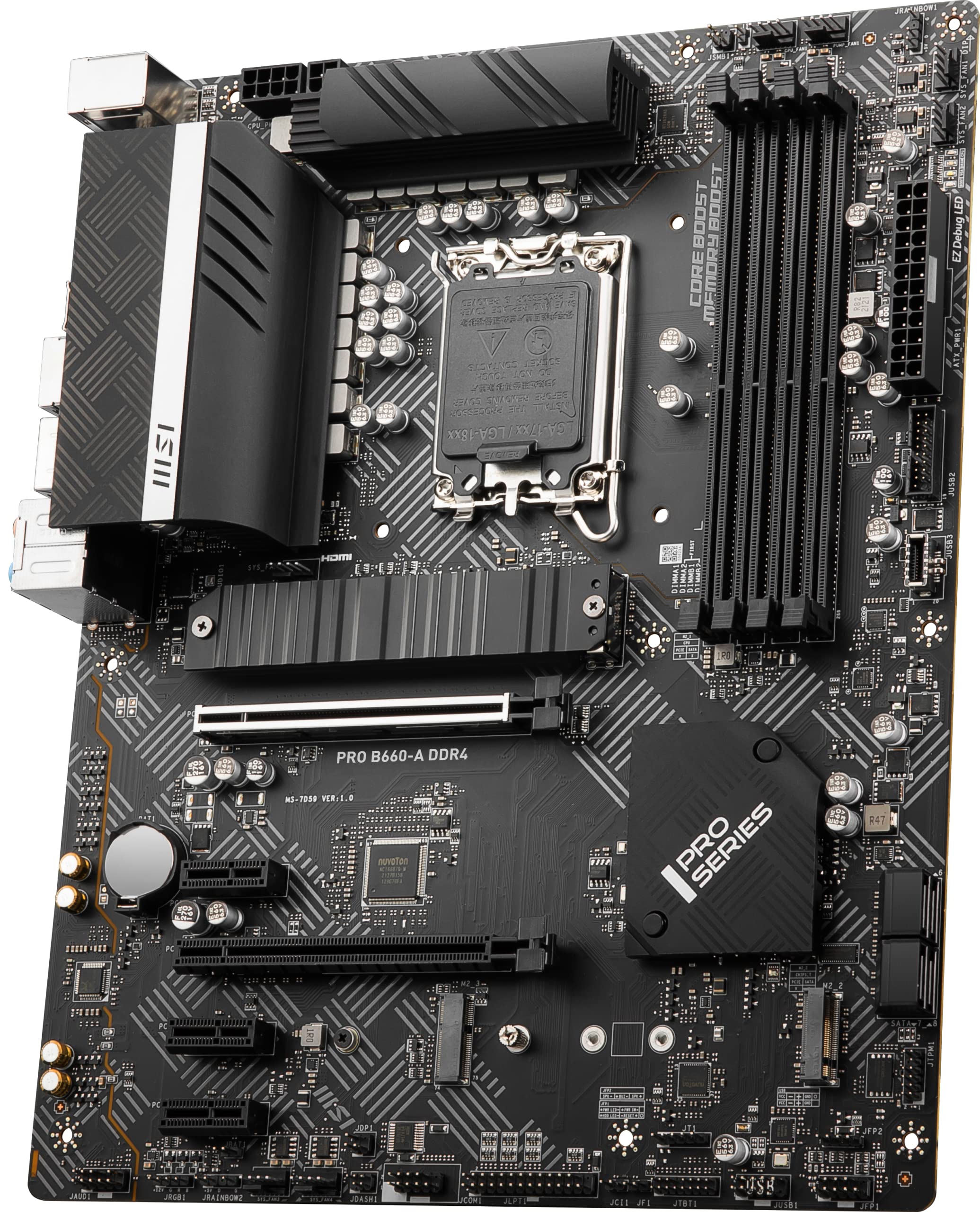 MSI PRO B660-A DDR4 Motherboard (ATX, 12th Gen Intel Core, LGA 1700 Socket, DDR4, PCIe 4, 2.5G LAN, M.2 Slots, USB 3.2)