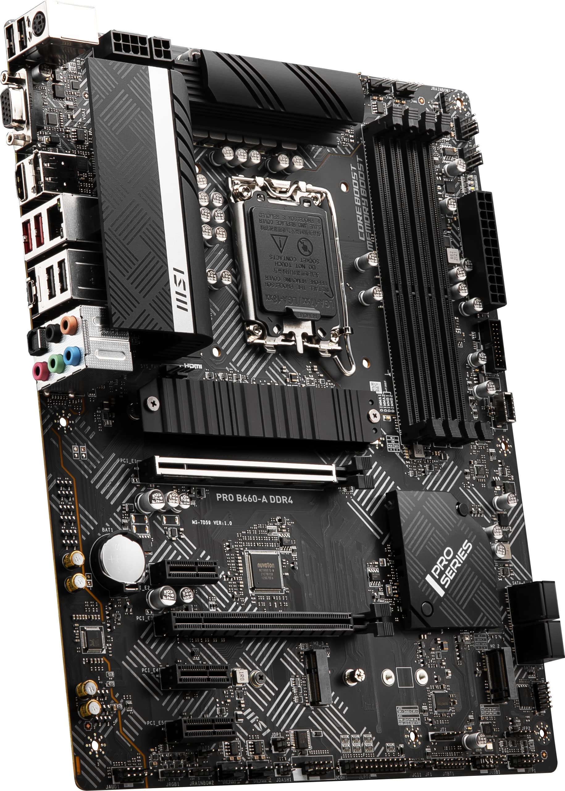 MSI PRO B660-A DDR4 Motherboard (ATX, 12th Gen Intel Core, LGA 1700 Socket, DDR4, PCIe 4, 2.5G LAN, M.2 Slots, USB 3.2)