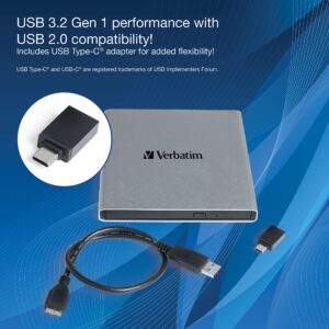 Verbatim External CD DVD Blu-ray Writer USB 3.0 M-Disc Ready - Movie playback requires playback software (not included)