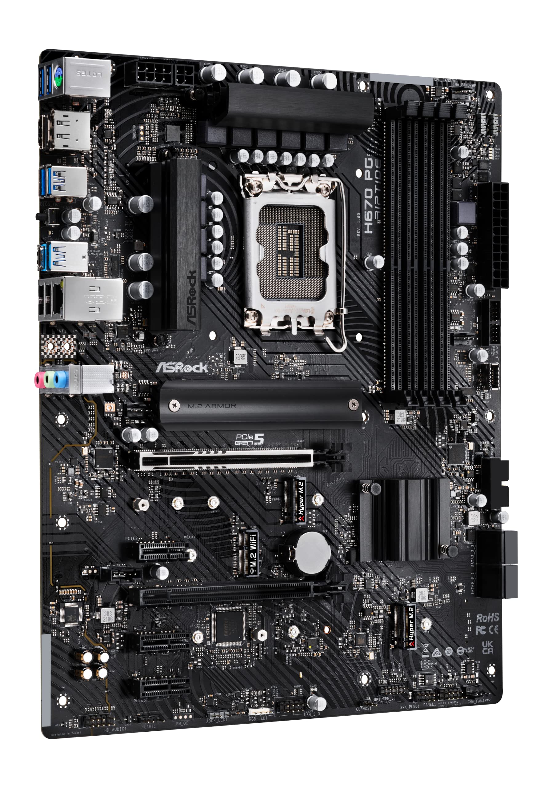 ASRock Motherboard H670 PG Riptide Intel H670 Series CPU (LGA1700) Compatible H670 ATX Motherboard