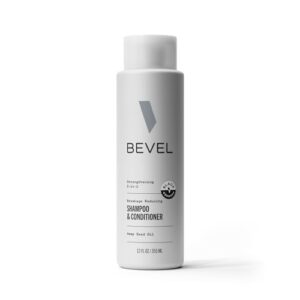 bevel shampoo and conditioner for men with hemp seed oil and biotin, 2 in 1 strengthening formula conditions and moisturizes hair to reduce breakage, for coarse, curly and textured hair, 12 oz