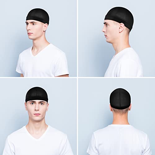 Sibba 3Pcs Elastic Band Silkly Wave Caps for Men Headwraps Wide Strap Silky Feeling Durag Caps Unisex Skull Caps Men's Skullies Beanies Soft Breathable Shower Cap Bath Accessories