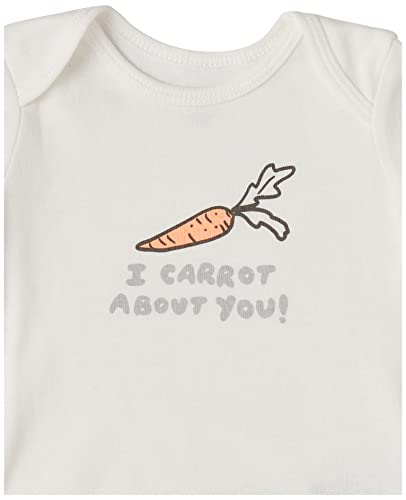 Amazon Essentials Unisex Babies' Short-Sleeve Bodysuits, Pack of 6, Multicolor/Bunny/Carrots/Rugby Stripe, 6-9 Months