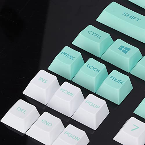 ciciglow Mint Green Replacement Keycaps, 128 Keys PBT English Layout Cute Style Keycap with Candy Pattern Elements for Universal PC Gaming Keyboard