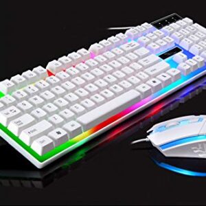 apfkkf Mechanical Gaming Keyboard, USB Luminescent 104 Keys, Wired Keyboard, Suitable for Professional Computer Gamers Or Office