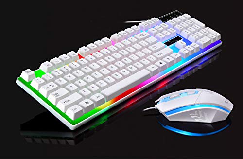 apfkkf Mechanical Gaming Keyboard, USB Luminescent 104 Keys, Wired Keyboard, Suitable for Professional Computer Gamers Or Office