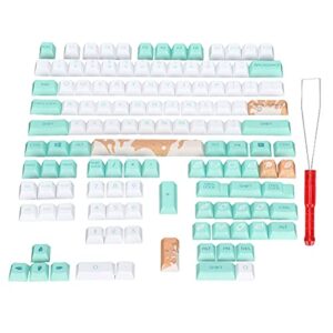 ciciglow mint green replacement keycaps, 128 keys pbt english layout cute style keycap with candy pattern elements for universal pc gaming keyboard