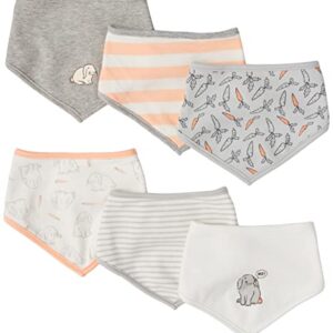 Amazon Essentials Unisex Kids' Bib Set, Pack of 6, Bunny/Carrots/Rugby Stripe/Stripe, One Size