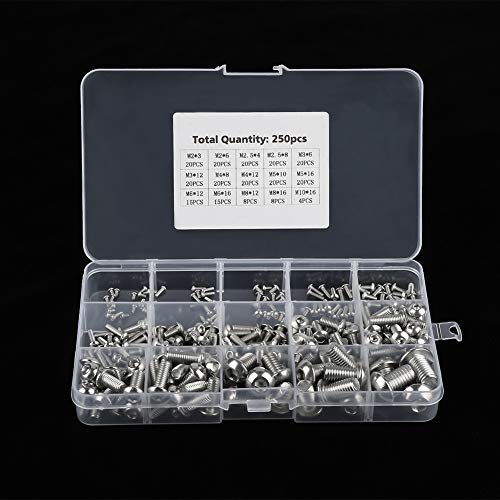 Socket Screw Bolt, Resistance Good Fixation 250pcs Durable Machine Screws Set for Computer Hard Disk for Motherboard for Keyboard for Memory