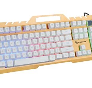 apfkkf Luminous Gaming Keyboard, Mechanical Touch, Wired Keyboard, Suitable for Professional Computer Gamers Or Office (White) (Black)