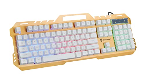 apfkkf Luminous Gaming Keyboard, Mechanical Touch, Wired Keyboard, Suitable for Professional Computer Gamers Or Office (White) (Black)