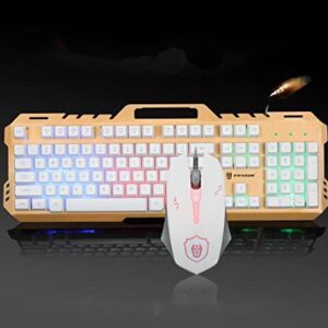 apfkkf Luminous Gaming Keyboard, Mechanical Touch, Wired Keyboard, Suitable for Professional Computer Gamers Or Office (White) (Black)