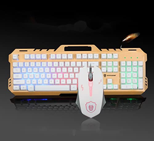 apfkkf Luminous Gaming Keyboard, Mechanical Touch, Wired Keyboard, Suitable for Professional Computer Gamers Or Office (White) (Black)