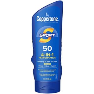 Coppertone SPORT Sunscreen SPF 50 Lotion, Water Resistant , Broad Spectrum Bulk Sunscreen Pack, 7 Fl Oz Bottle, Pack of 2