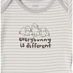 Amazon Essentials Unisex Babies' Short-Sleeve Bodysuits, Pack of 6, Multicolor/Bunny/Carrots/Rugby Stripe, 6-9 Months