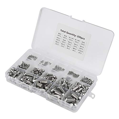 Socket Screw Bolt, Resistance Good Fixation 250pcs Durable Machine Screws Set for Computer Hard Disk for Motherboard for Keyboard for Memory