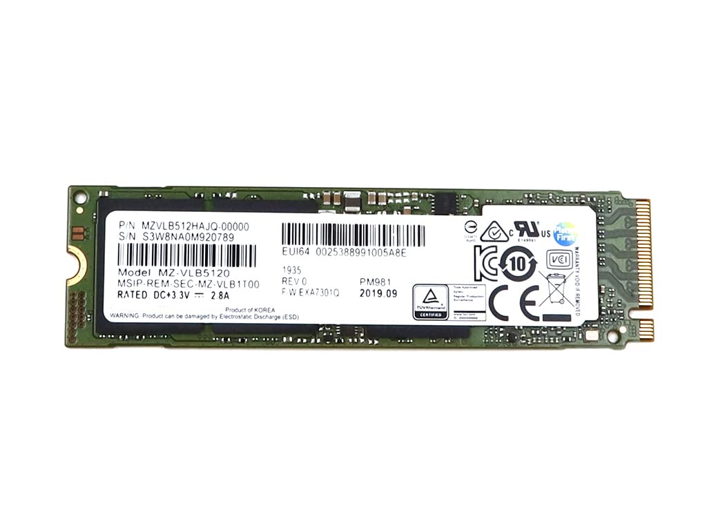 MZ-VLB5120 PM981 512GB M.2 2280 NVMe PCI Express 3.0 x4 SSD Solid State Drive MZVLB512HAJQ-00000 Compatible Replacement Spare Part for Samsung Compatible and All Systems