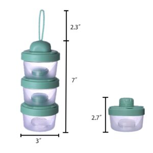 IENYPA Baby Milk Powder Formula Dispenser, Formula Container for Travel, Non-Spill Stackable Baby Snack Storage Container with Handle, Portable Baby Feeding Mixer Bottle, BPA-Free, 2 Pack (Green)