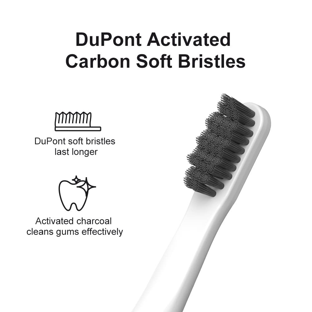 Kroey sonic electric toothbrush powered by battery with 2 brush heads， DuPont activated carbon bristles IPX7 Waterproof for Adults and Kids (White)