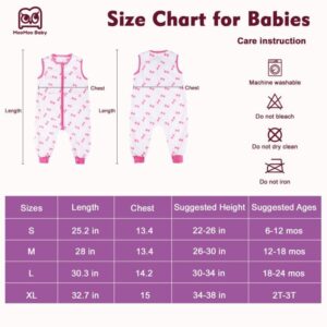 MooMoo Baby Sleep Sack with Feet Fleece Sleeveless Baby Sleeping Bag with Legs Toddler Wearable Blanket 6M-3T