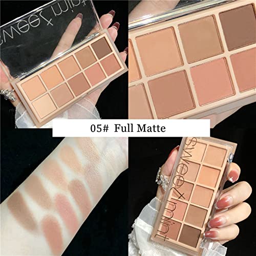 Go Ho 10 Colors Eyeshadow Palette,All Matte Eyeshadow Palette Makeup,Highlg Pigmented Blendable Shades,Naturing-Looking,Waterproof Cool/Warm-toned Eyeshadow Makeup Palette,05