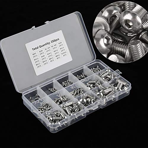 Socket Screw Bolt, Resistance Good Fixation 250pcs Durable Machine Screws Set for Computer Hard Disk for Motherboard for Keyboard for Memory