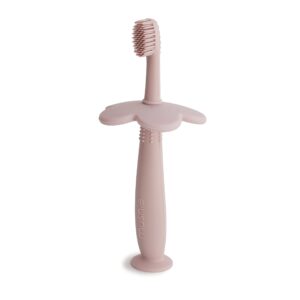 mushie flower toddler training toothbrush (blush)