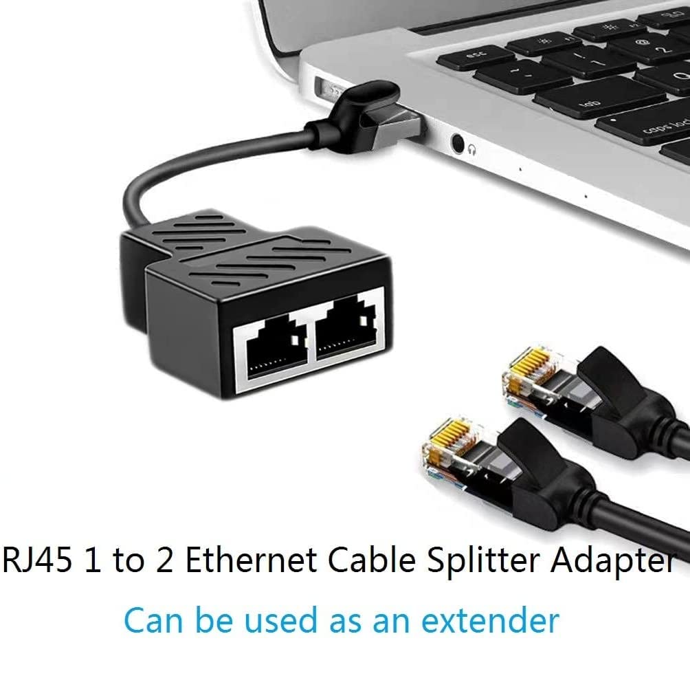 Ethernet Splitter 1 to 2 RJ45 Network Adapter, Suitable for Computer/Router/Network Box with RJ45 Interface, Compatible with Cat5/5e/6/7(Only one Output Port is Working at The Same time)