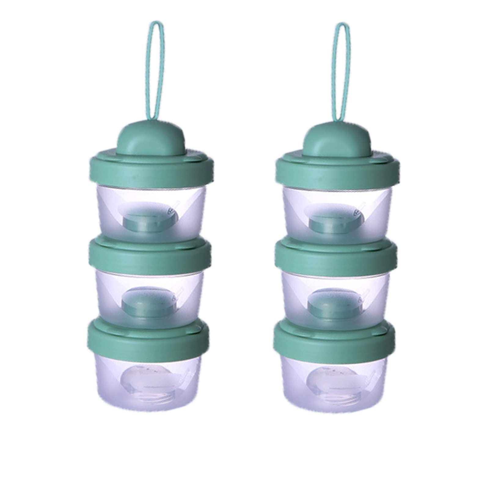 IENYPA Baby Milk Powder Formula Dispenser, Formula Container for Travel, Non-Spill Stackable Baby Snack Storage Container with Handle, Portable Baby Feeding Mixer Bottle, BPA-Free, 2 Pack (Green)