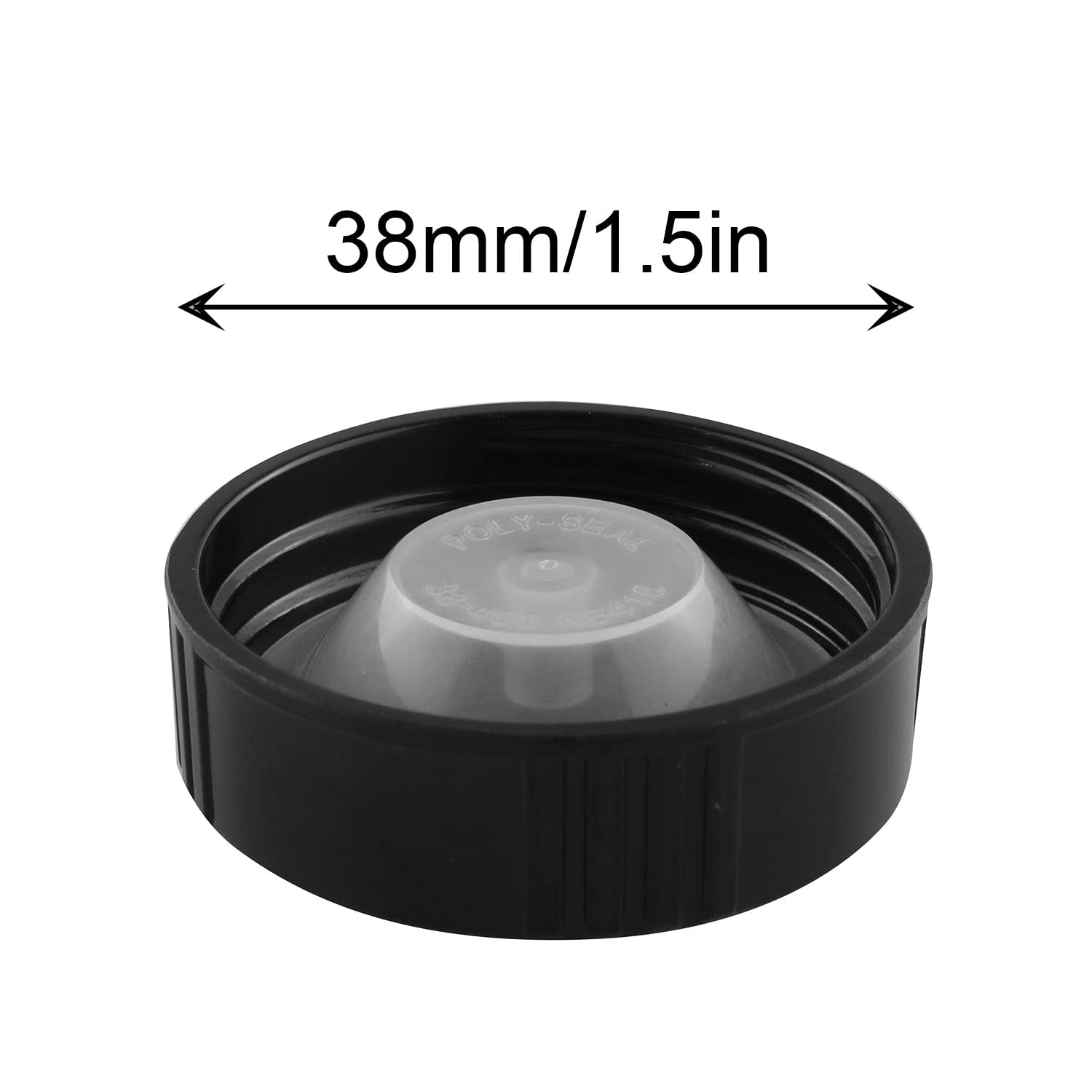 JCBIZ 24pcs Black Boston Bottle Cap 38mm 38 Tooth Phenolic Bakelite Lid Polycone Caps for Medicine Bottle, Essential Oil Bottle and Reagent Bottle