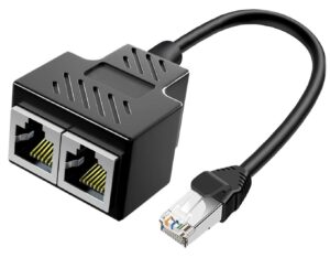 ethernet splitter 1 to 2 rj45 network adapter, suitable for computer/router/network box with rj45 interface, compatible with cat5/5e/6/7(only one output port is working at the same time)