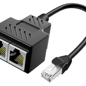 Ethernet Splitter 1 to 2 RJ45 Network Adapter, Suitable for Computer/Router/Network Box with RJ45 Interface, Compatible with Cat5/5e/6/7(Only one Output Port is Working at The Same time)