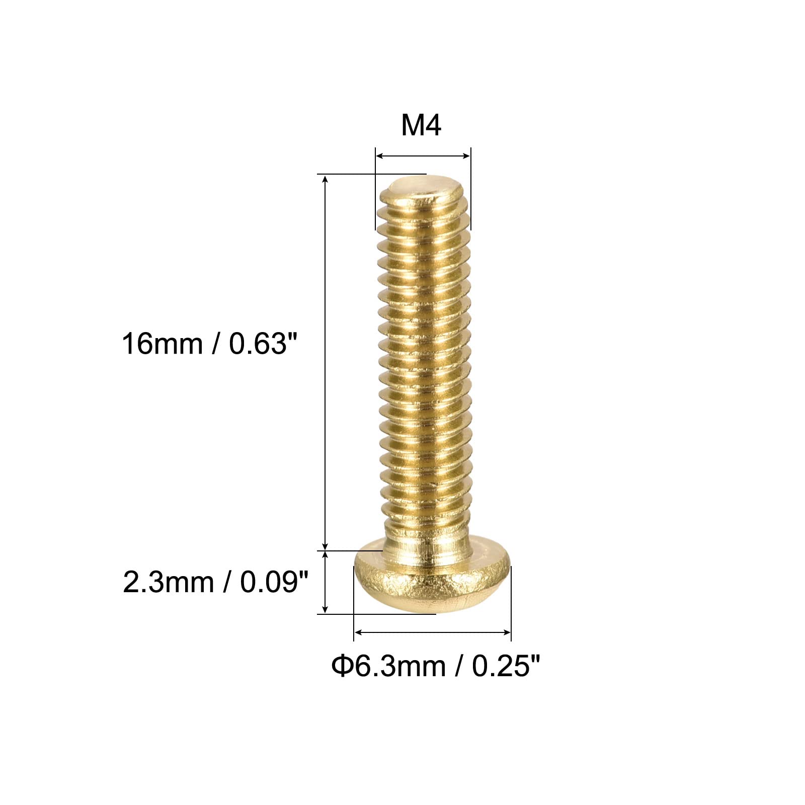 uxcell Brass Machine Screws, M4x16mm Phillips Pan Head Fastener Bolts for Furniture, Office Equipment, Electronics 20Pcs