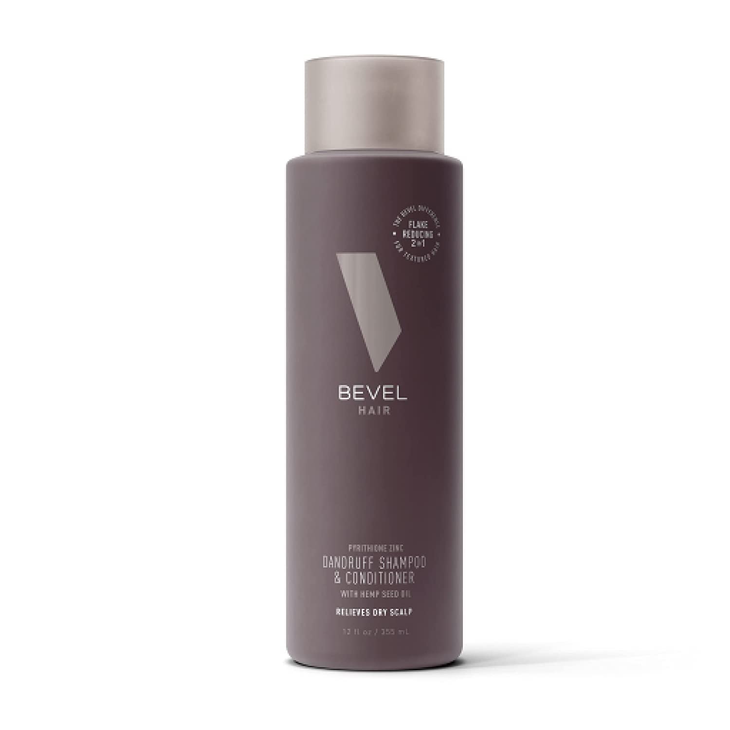 Bevel Shampoo and Conditioner with Hemp Seed and Pyrithione Zinc, 2 in 1 Anti Dandruff Formula Helps Reduce Dry Scalp and Dandruff Flakes to Restore Healthy Hair, 12 Oz