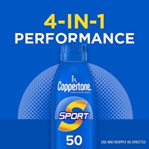 Coppertone SPORT Sunscreen Spray + Face Sunscreen SPF 50, Water Resistant Sunscreen Pack, Spray Sunscreen and Facial Sunscreen Lotion (5.5 Oz Spray + 2.5 Fl Oz Tube Bundle)