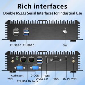 msecore Fanless Industrial PC, Mini Computer with Core i5-4200U, 16G RAM 512G SSD, Dual NIC, 2*COM RS232, Support 4G Module/SIM, Wi-Fi, 1*HDMI 1*VGA, Windows 10 Pro