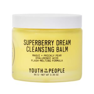 youth to the people superberry dream cleansing balm for face - hyaluronic acid hydrating facial cleanser + makeup remover balm with moringa oil, acai - paraben + peg free vegan face balm (3.4oz)