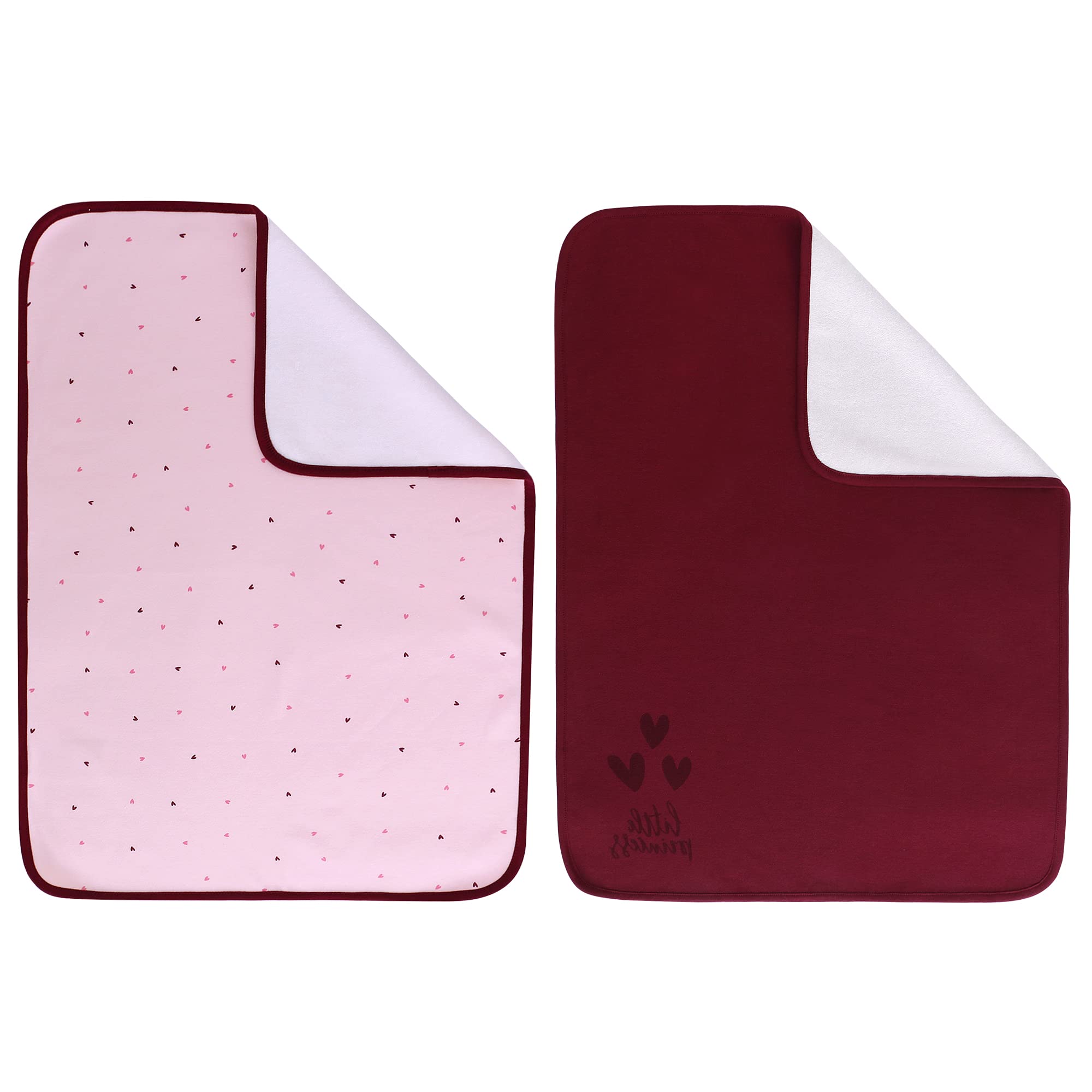 2Pcs Diaper Changing Pad Soft Cotton Waterproof Baby Changing Pad Liners Portable Changing Mat (L, Red)