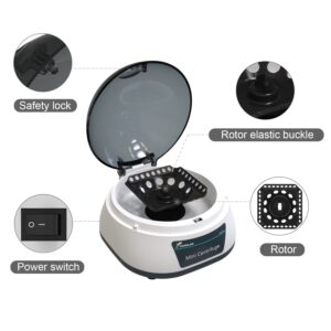 Lab Mini Centrifuge Machine Bechtop Microcentrifuges 3 in 1 Rotor for 0.2/0.5/1.5/2mL Tube Capacity (4000RPM)