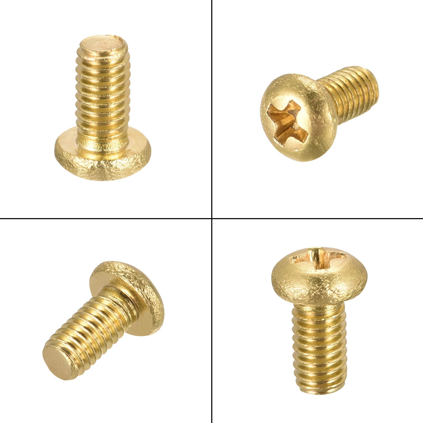 uxcell Brass Machine Screws, M3x6mm Phillips Pan Head Fastener Bolts for Furniture, Office Equipment, Electronics 36Pcs