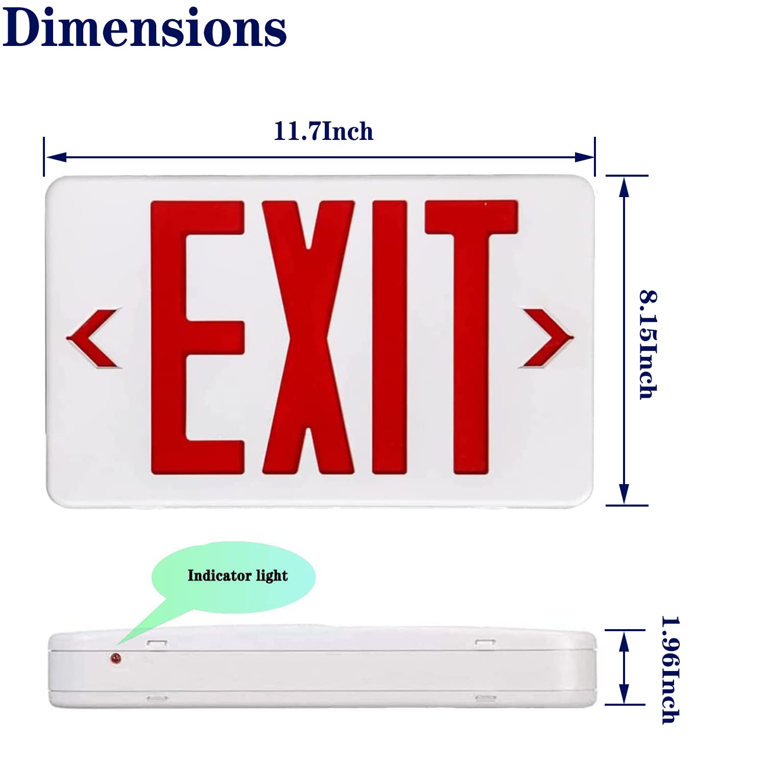 LED Emergency Exit Sign with 90 Minute Battery Backup, Double Sided Red Emergency Exit Light, US Common Criteria, ABS Fire Resistant (UL Listed 120-277V) (1 Pack)